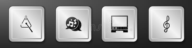 Set Triangle, Music Note, Tone, Voice Assistant and Treble Clef Icon ...