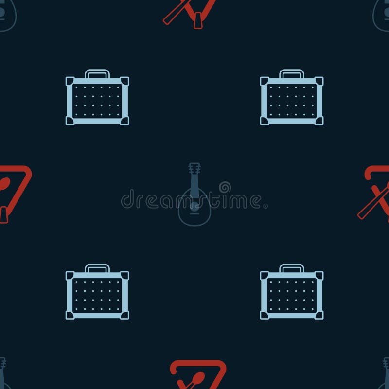 Set Triangle Musical Instrument, Mandolin and Guitar Amplifier on ...