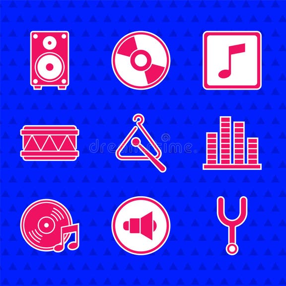 Set Triangle Musical Instrument, Speaker Volume, Musical Tuning Fork ...