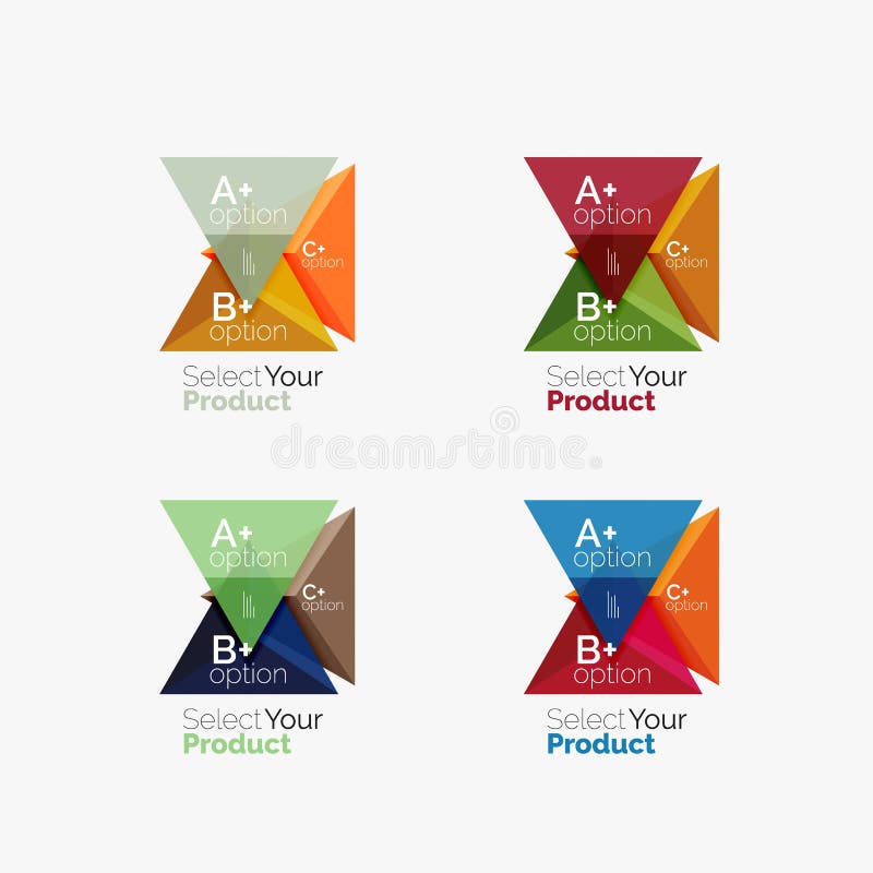 Set of Triangle Option Infographic Layouts Stock Vector - Illustration ...