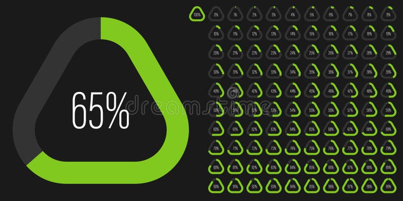 Set of Triangle Percentage Diagrams from 0 To 100 Stock Vector ...