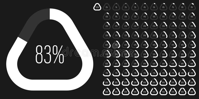 Set of Triangle Percentage Diagrams from 0 To 100 Stock Vector ...