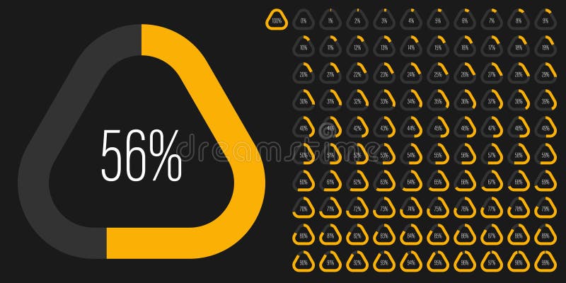 Set of Triangle Percentage Diagrams from 0 To 100 Stock Vector ...