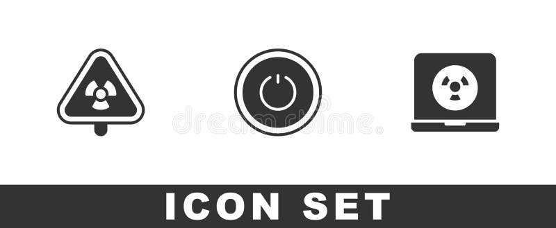 Set Triangle with Radiation, Power Button and Nuclear Laptop Icon ...