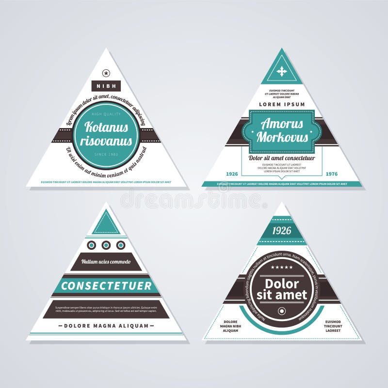 Set of 4 Triangle Retro Badges on White Background. Stock Vector ...