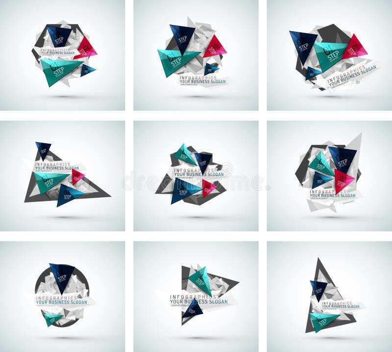 Set of Triangle Shape Modern Paper Infographics Stock Vector ...