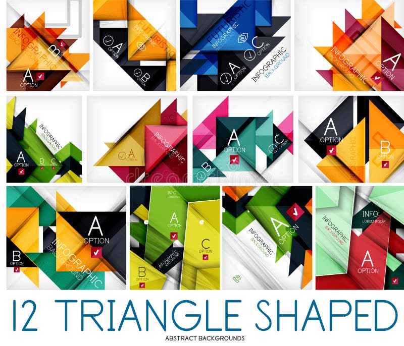 Set of Triangle Shaped Abstract Backgrounds Stock Vector - Illustration ...