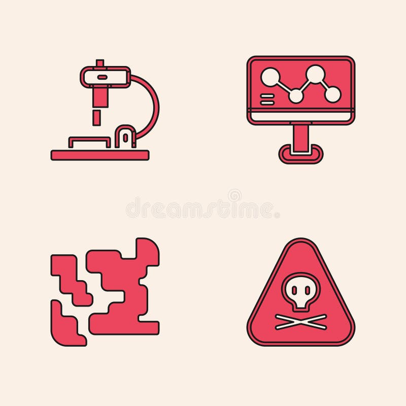 Set Triangle Warning Toxic, Microscope, Chemical Formula and Gaseous ...
