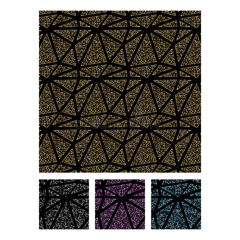 Set of Triangles and Circles with Glitter Effect Seamless Vector ...