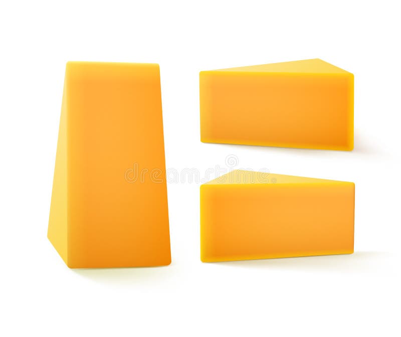 Set of Triangular Pieces Cheddar Cheese Stock Vector - Illustration of ...