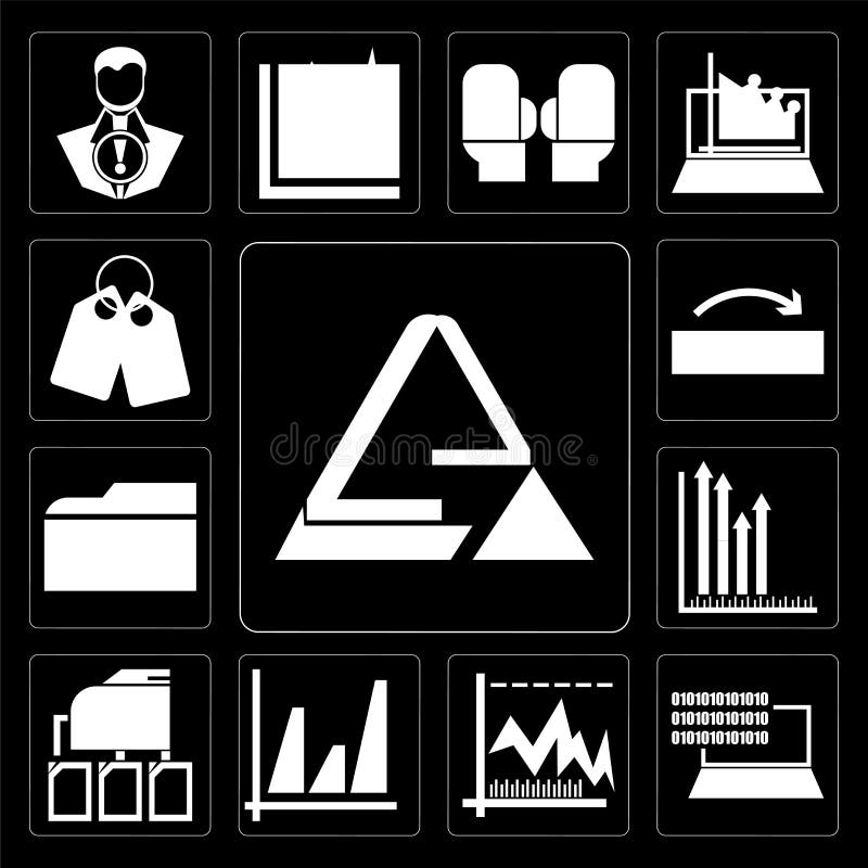 Set of Triangular Pyramid Graphic, Data Coding, Dual Stream Chart, Bars Graphic Interface ...