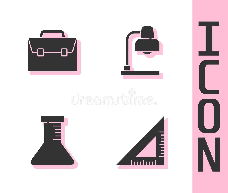 Set Triangular Ruler, Briefcase, Test Tube and Flask and Table Lamp ...