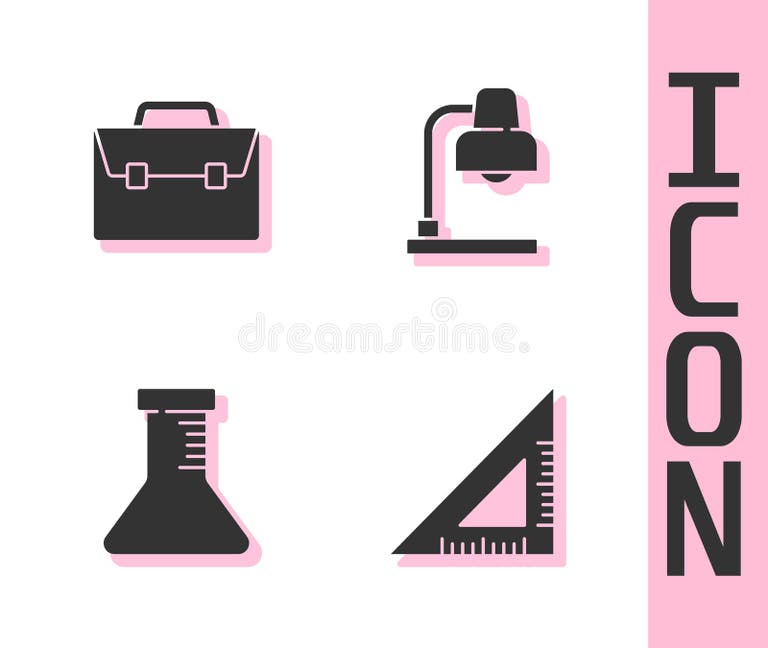 Set Triangular Ruler, Briefcase, Test Tube and Flask and Table Lamp ...