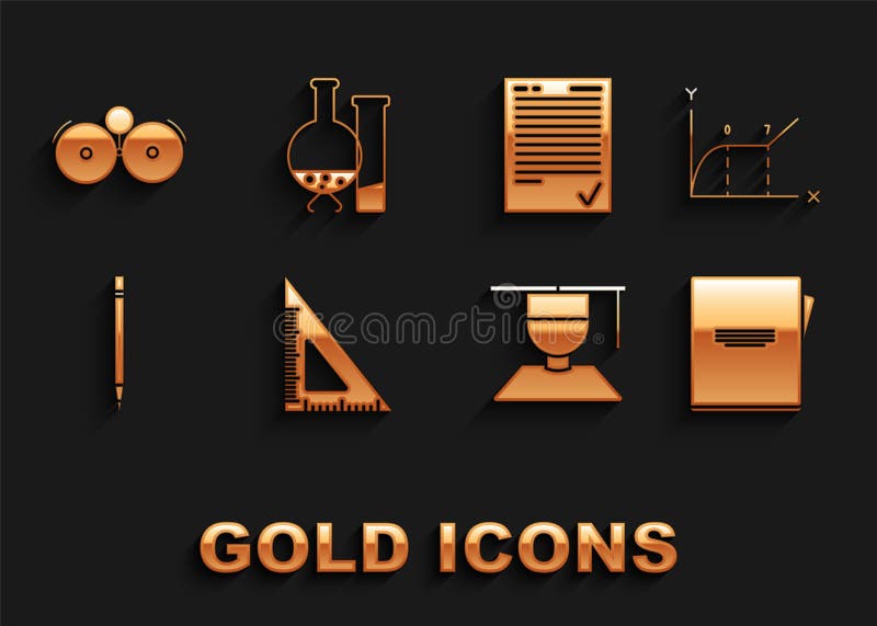 Set Triangular Ruler, Notebook, Graduate and Graduation Cap, Pencil ...