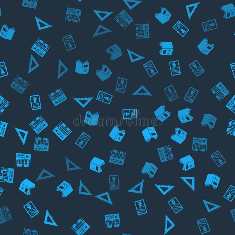 Set Triangular Ruler, Open Book, Audio and Supermarket Building on ...