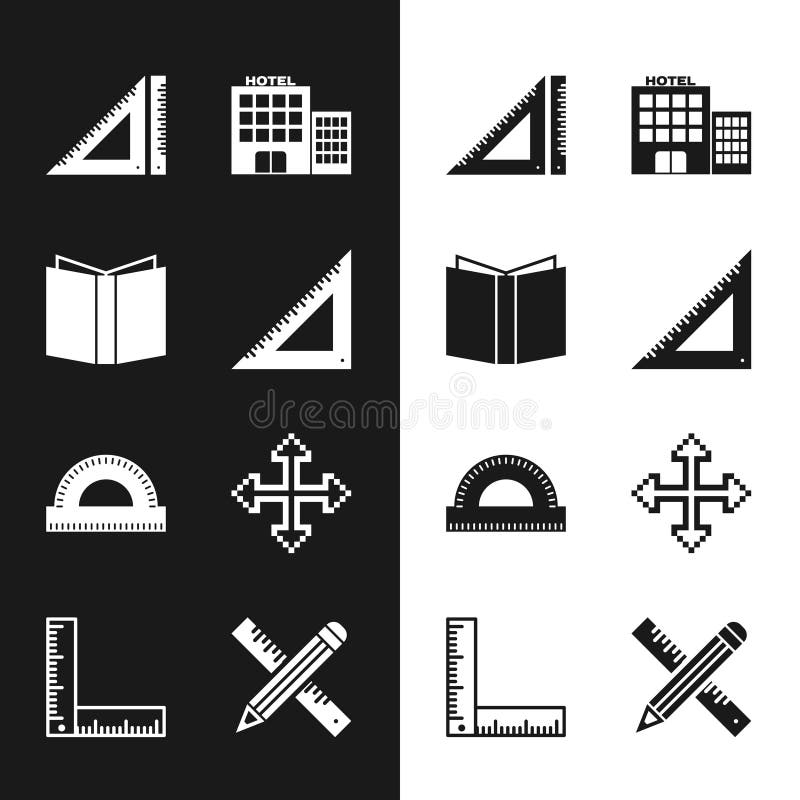 Set Triangular Ruler, Open Book, Hotel Building, Protractor Grid, Pixel ...