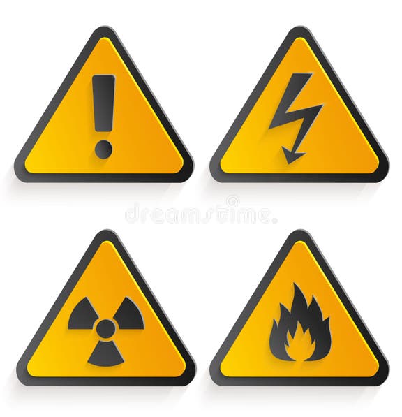 Set of Triangular Warning Hazard Signs Stock Vector - Illustration of ...