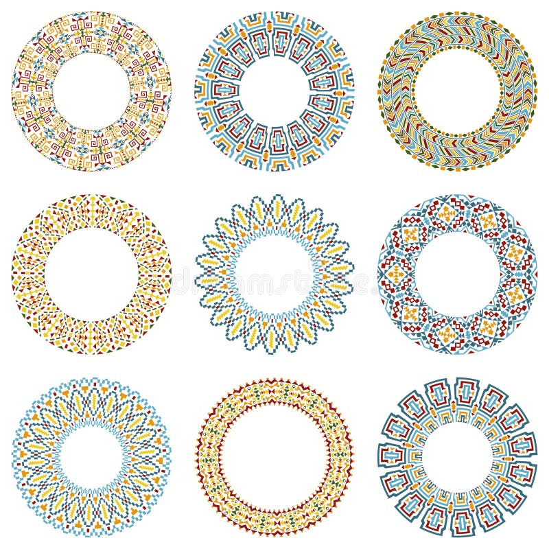 Set of Tribal Round Patterns in Ethnic Style Stock Vector ...