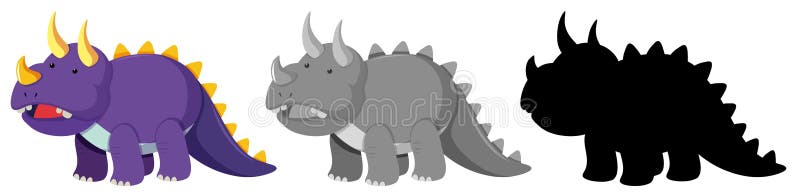 Set of Triceratops Character Stock Vector - Illustration of drawing ...