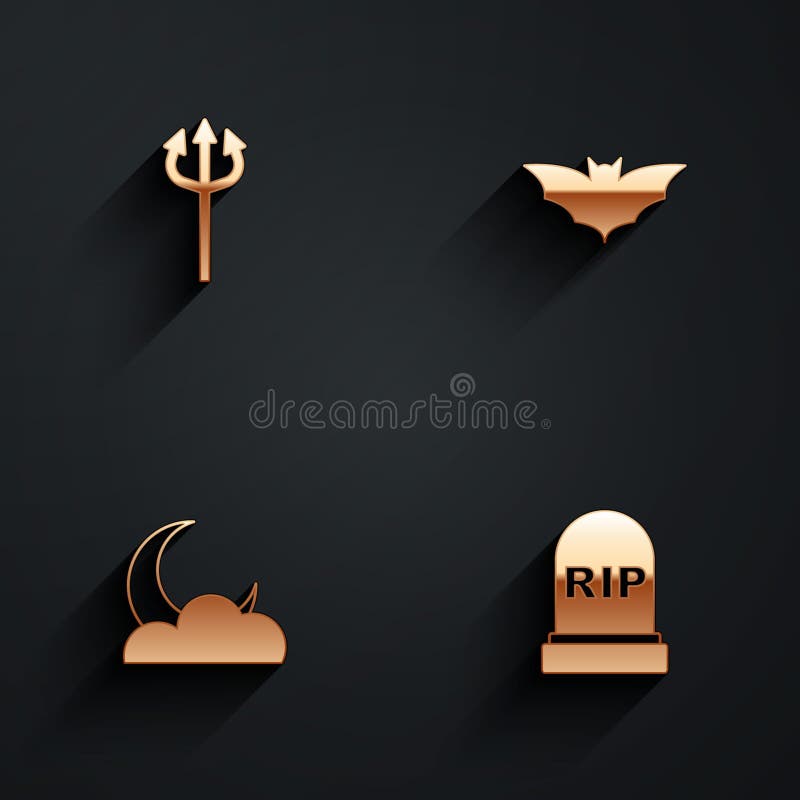 Set Trident Devil, Flying Bat, Moon and Stars and Tombstone with RIP ...