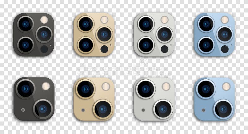 Set Triple and Dual Lens Camera on Iphone. Vector Illustration Stock ...