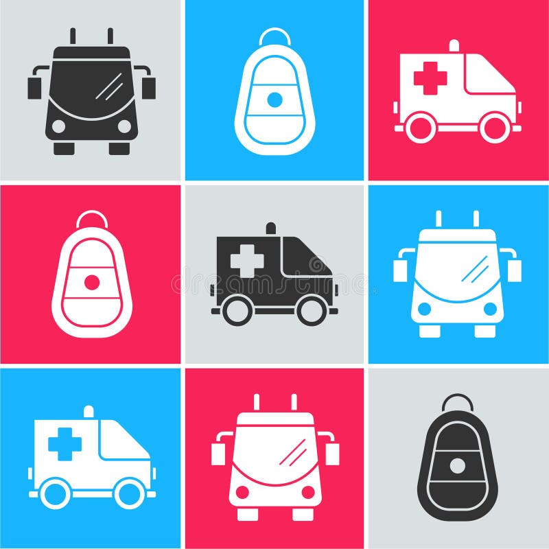 Set Trolleybus, Car Key with Remote and Ambulance and Emergency Car ...