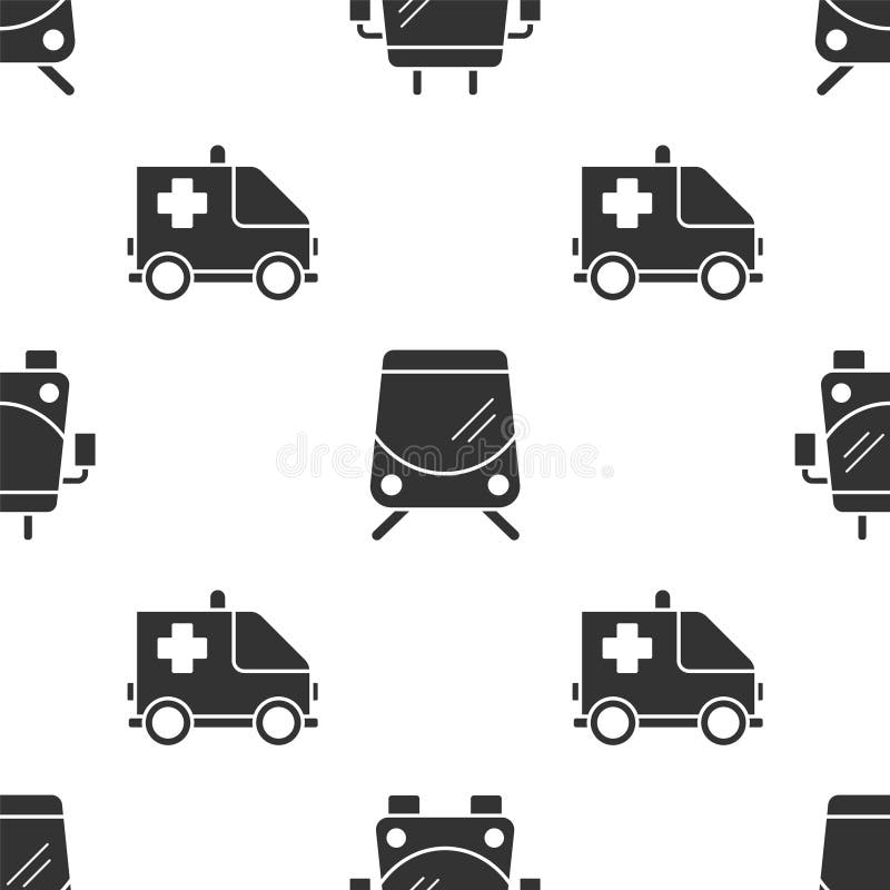 Set Trolleybus, Tram and Railway and Ambulance and Emergency Car on ...