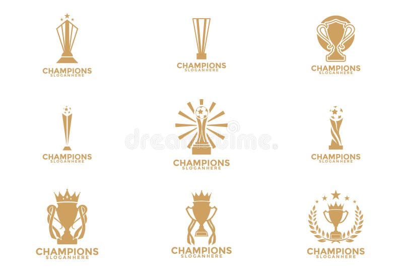 Set of Trophy with Start Logo Icon Design Template Flat Vector ...
