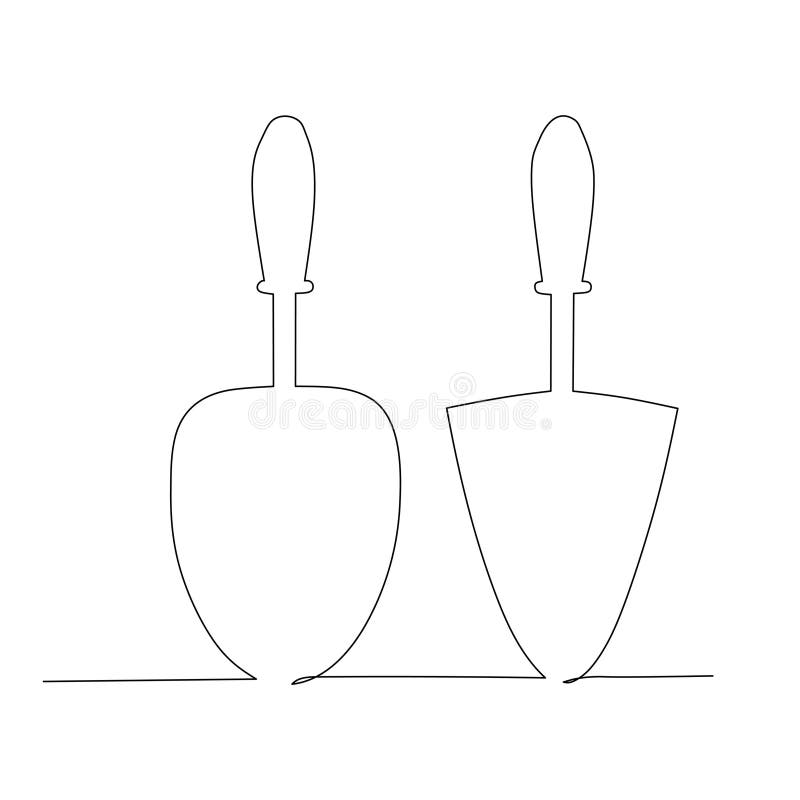 Set of Trowel Hand Drawn Style Flat Design Illustration. Vector for ...