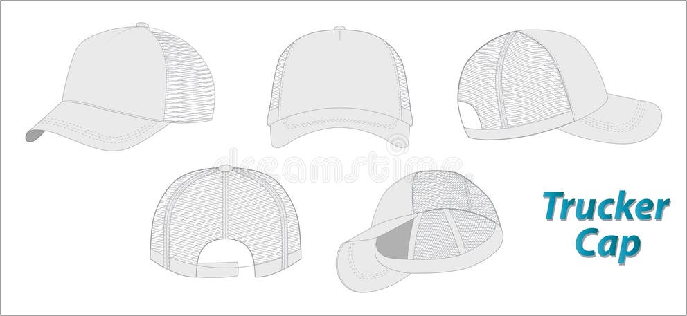 Set of Trucker Cap Dimensions, Various Hat Dimensions, Design and ...