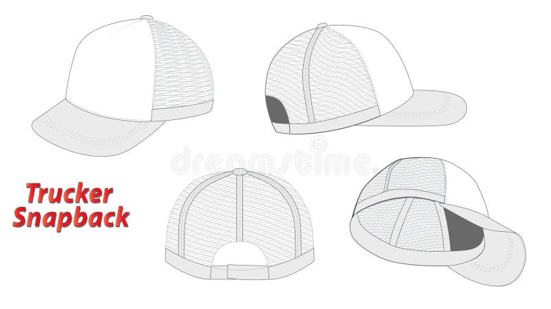 Set of Trucker Snapback Cap Dimensions, Various Hat Dimensions, Design ...