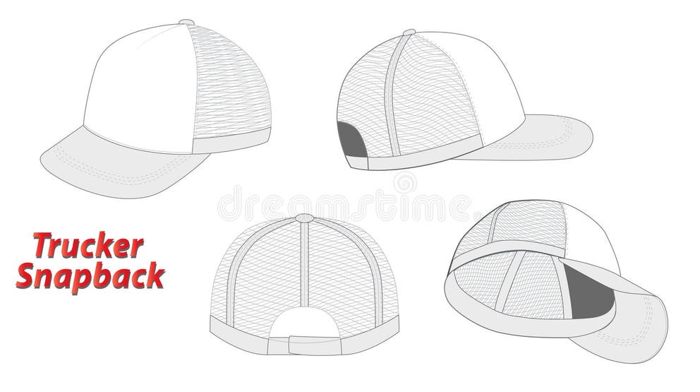 Set of Trucker Snapback Cap Dimensions, Various Hat Dimensions, Design ...