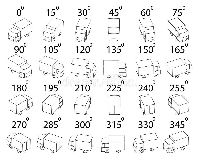 A Set of 24 Trucks from Different Angles. Stock Vector - Illustration ...