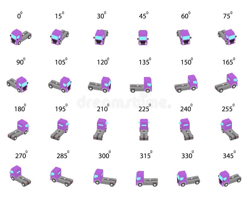 Set of 24 Trucks without Semi-trailer from Different Angles. Stock ...