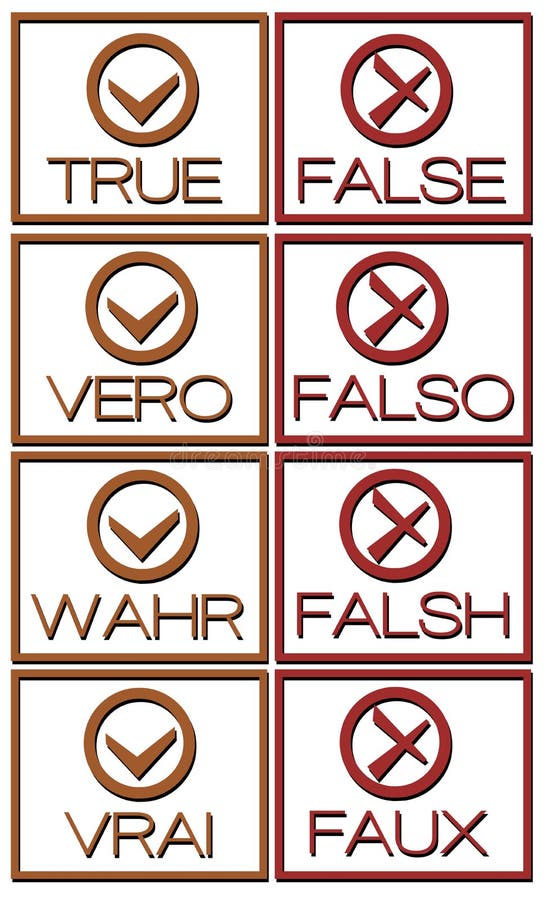Set of True or False Icons in Different Languages Stock Illustration ...