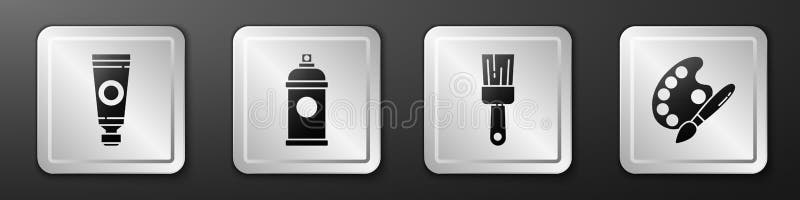 Set Tube with Paint Palette, Paint Spray Can, Paint Brush and Paint ...