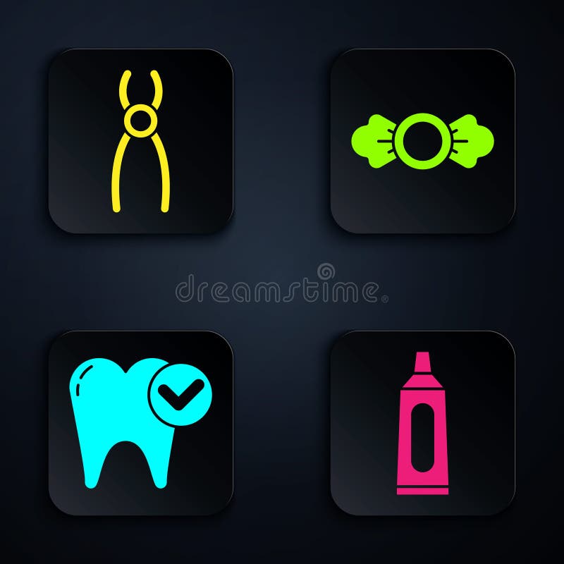 Set Tube of Toothpaste, Dental Pliers, Tooth Whitening Concept and ...