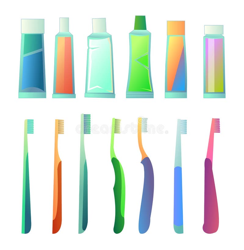 Tubes of Toothpaste and Toothbrushes. Seamless Bottom Border. Cartoon ...