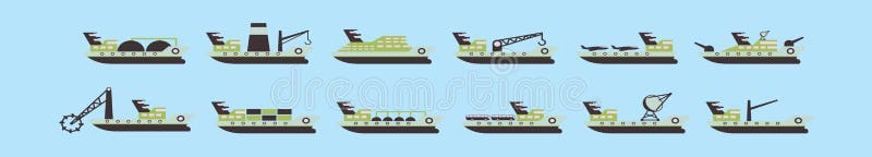 Set of Tugboat Cartoon Icon Design Template with Various Models. Vector ...