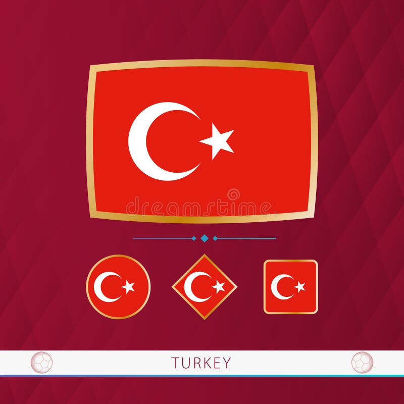 Set of Turkey Flags with Gold Frame for Use at Sporting Events on a ...