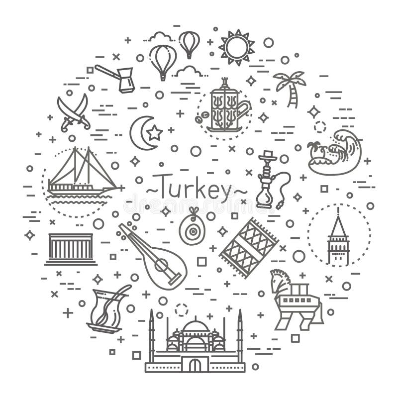 Thin Vector Turkey Symbol Icon Set Stock Vector - Illustration of ...