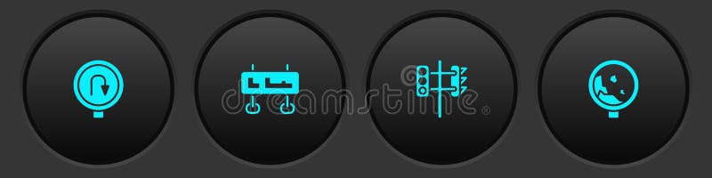 Set Turn Back Road Sign, Road Traffic, Traffic Light and Warning ...