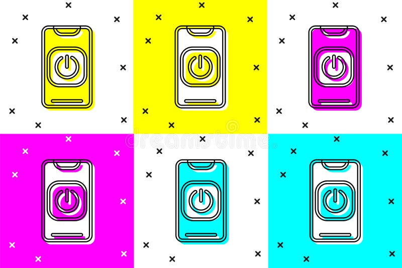 Set Turn Off Robot from Phone Icon Isolated on Color Background. Vector ...