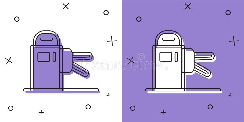 Set Turnstile Icon Isolated on White and Purple Background. Vector ...