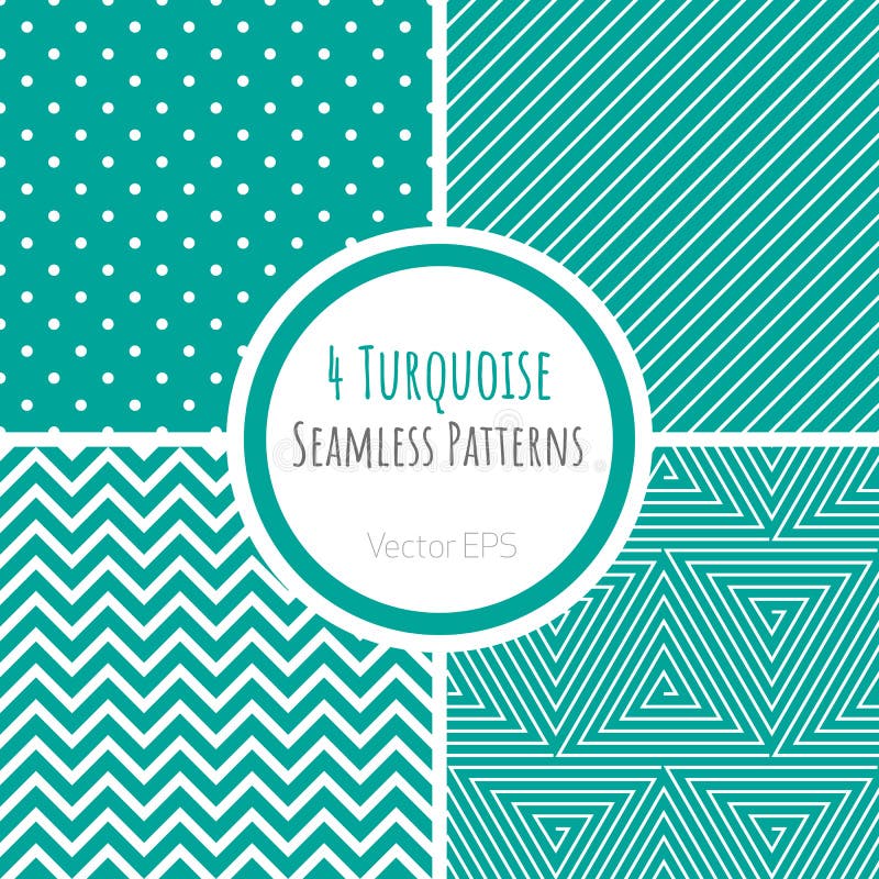 Set of Turquoise Geometrical Seamless Patterns Stock Illustration ...