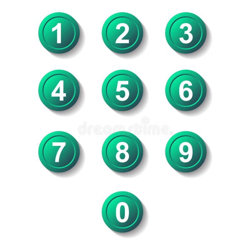 Number Set Button, 1-9 Numbers Stock Vector - Illustration of list ...