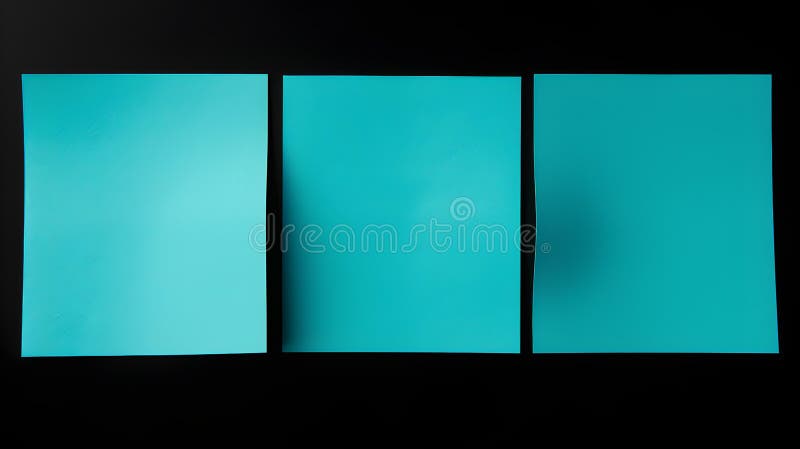 Set of Turquoise Square Paper Notes on a Black Background ...