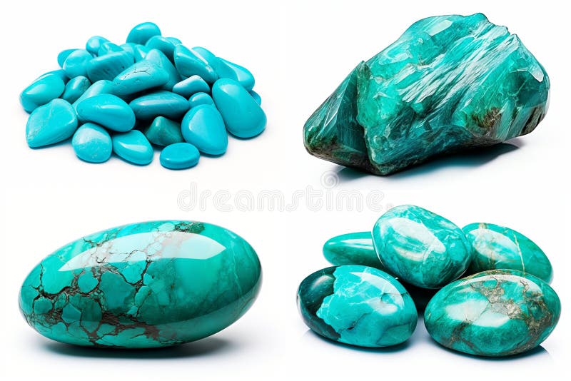 Set of Turquoise Stones Isolated on White Background Stock Illustration ...