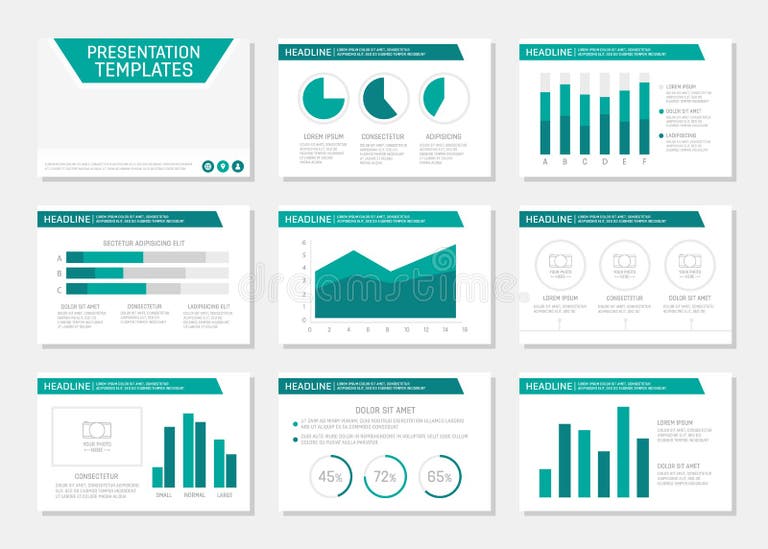 Set of Turquoise Template for Multipurpose Presentation Slides with ...
