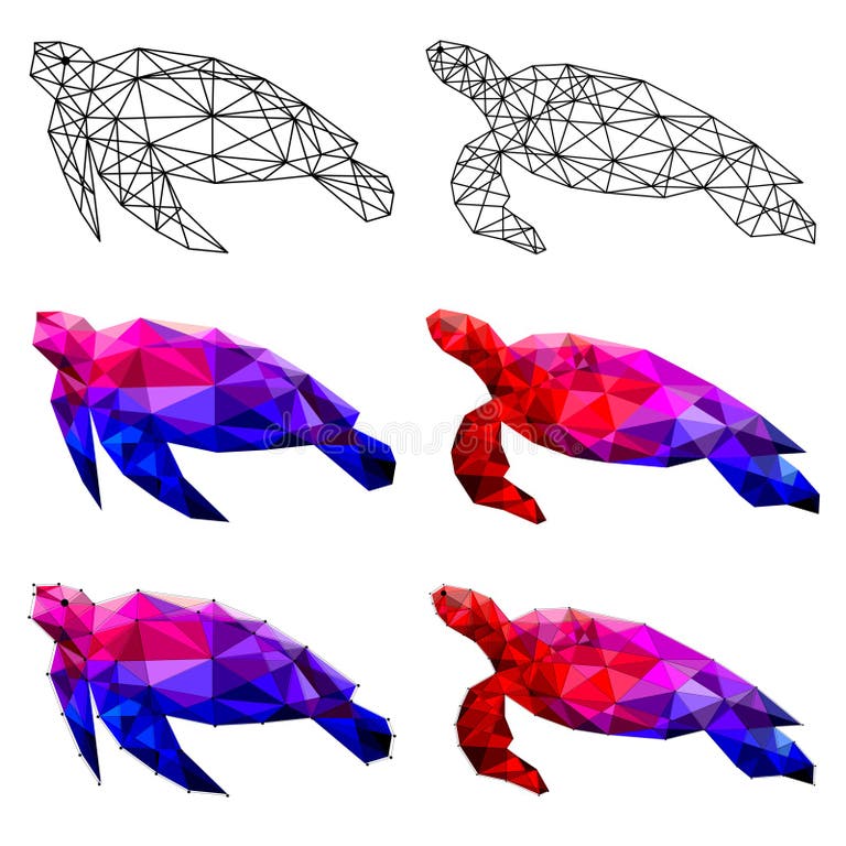 Set of Turtle Polygon Geometric. Stock Vector - Illustration of paper ...